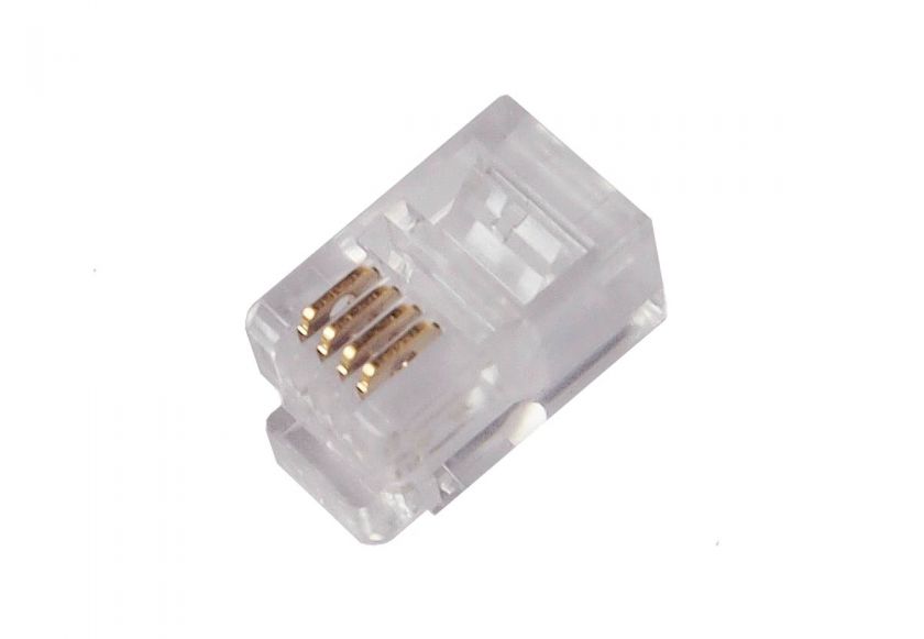 RJ-12 4P4C 4-Pin Western-Modular-Stecker flach